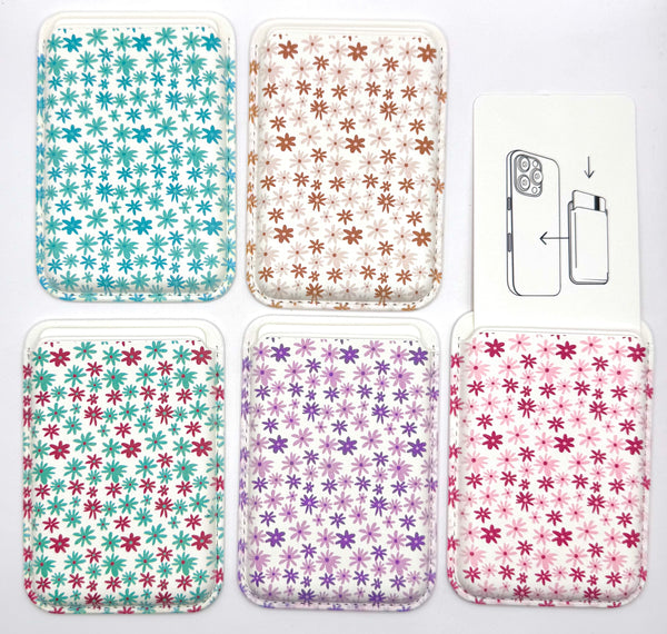 Mag safe leather wallets (HBK exclusive) daisy print