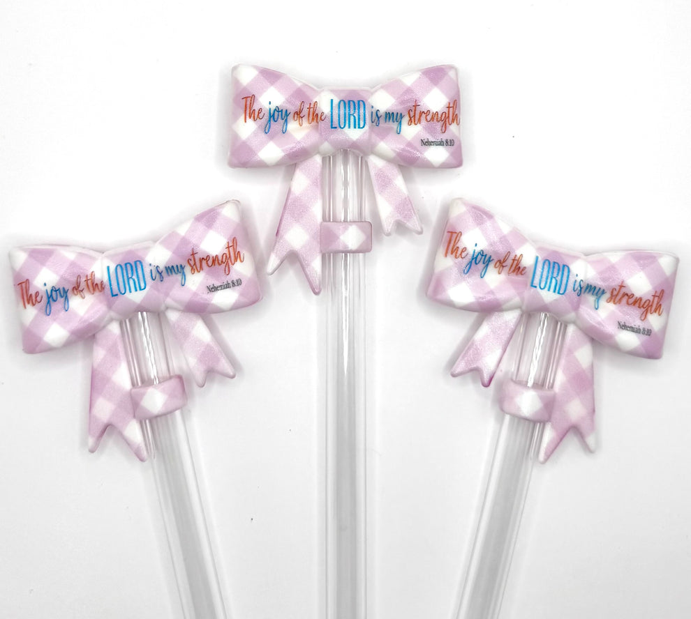 The joy of the Lord is my strength (HBK exclusive) bow silicone straw